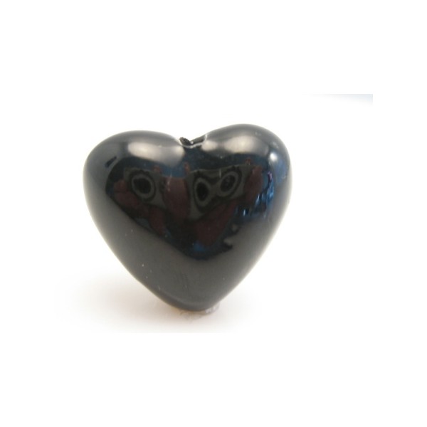 Keramik hjerte sort 21 / 3 mm